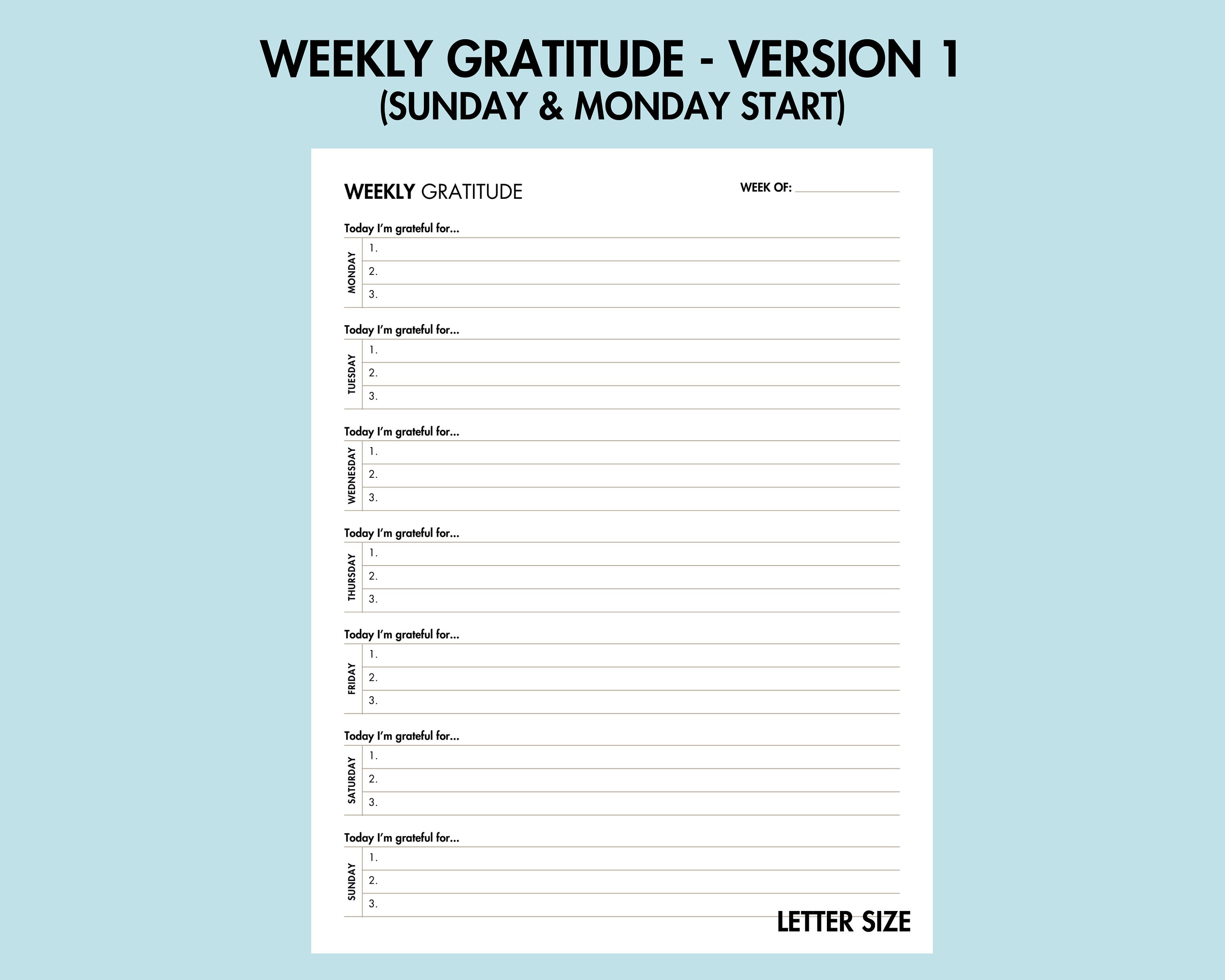 Gratitude Journal Printable Daily Weekly Gratitude Journal PDF, Daily ...