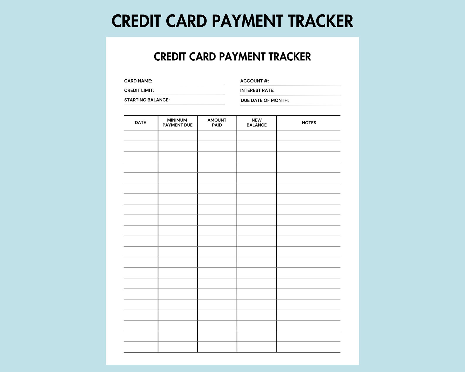 Credit Card Payment Tracker, Credit Card Transaction Tracker & Payoff ...