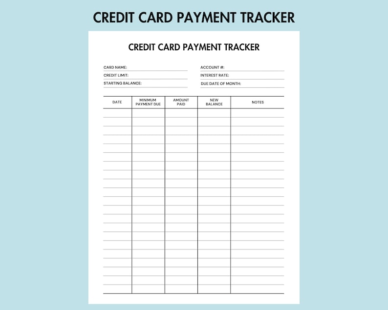 Credit Card Payment Tracker, Credit Card Transaction Tracker & Payoff ...