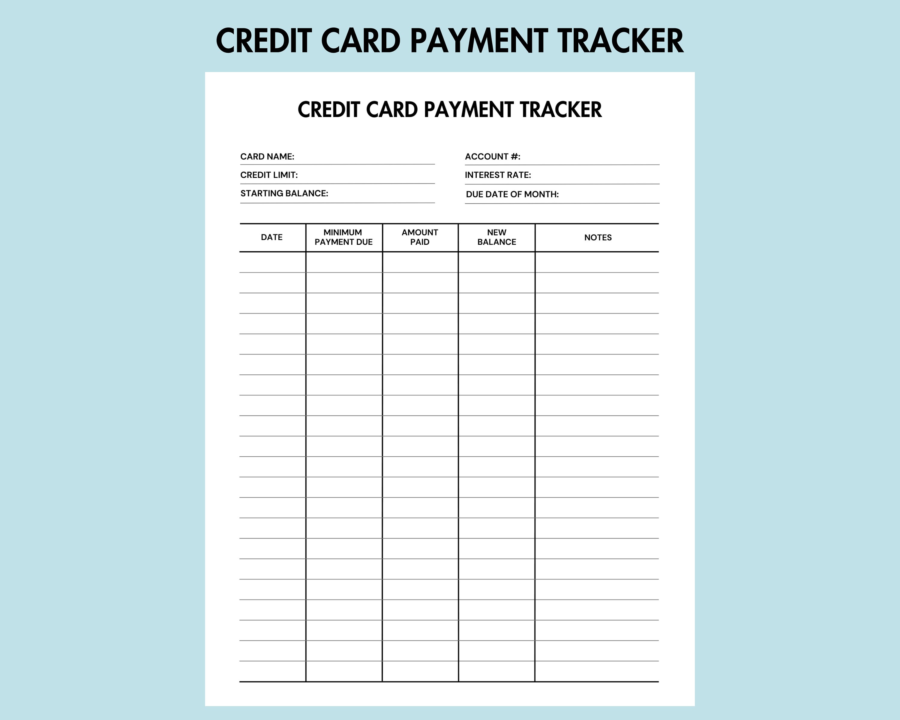 Credit Card Payment Tracker, Credit Card Transaction Tracker & Payoff ...