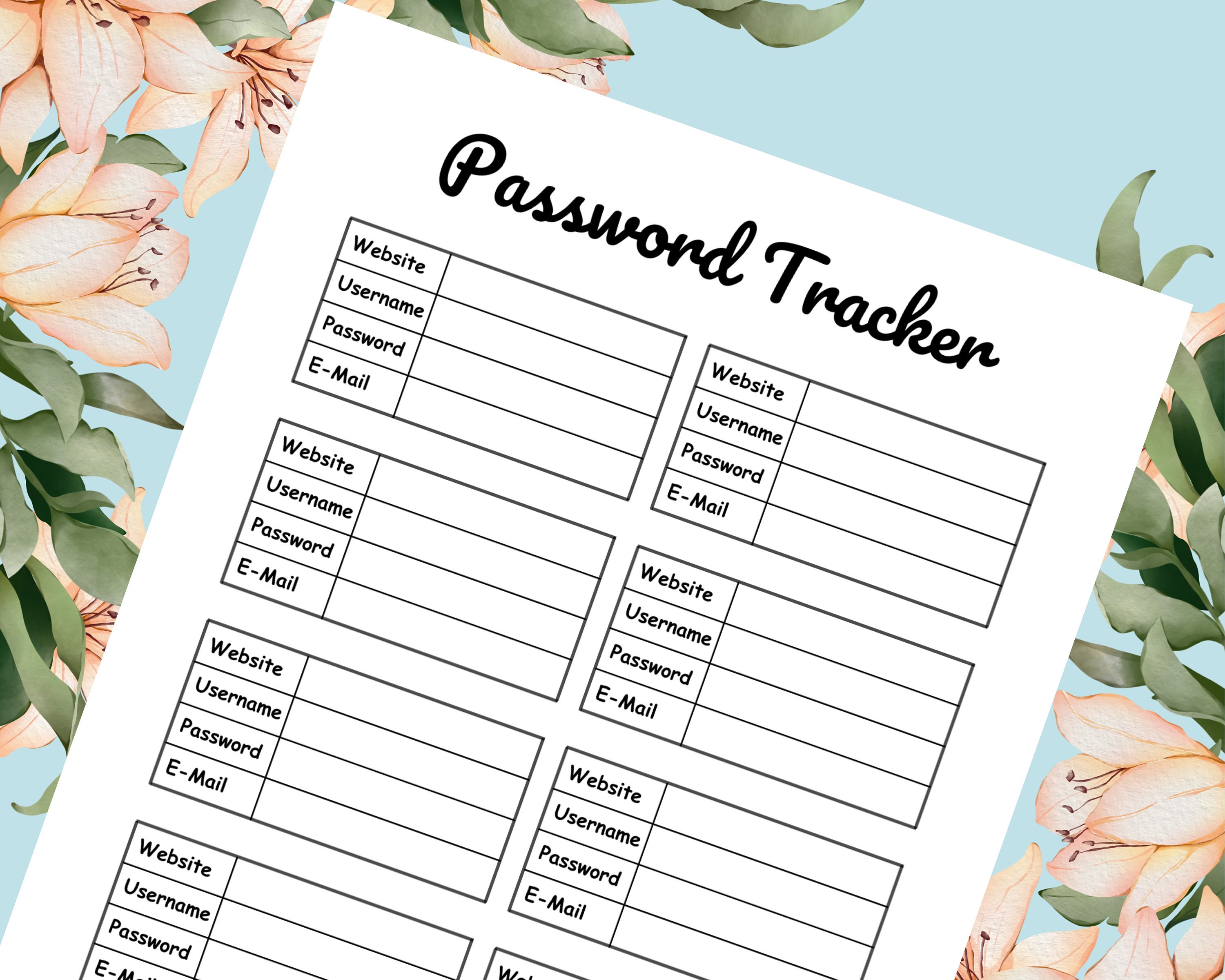 Password Tracker Printable Password Logbook for Home Organization ...