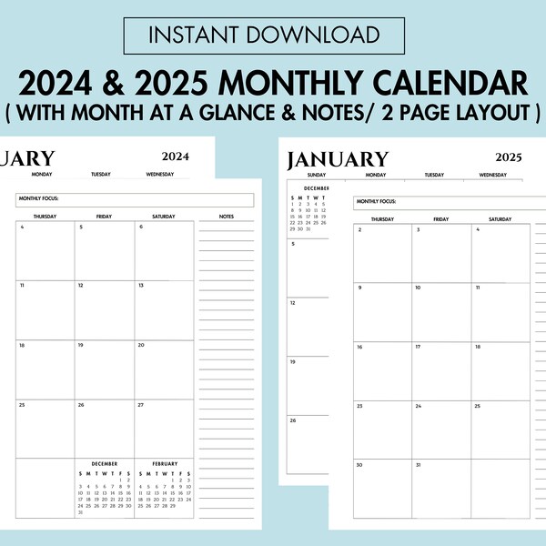 Printable Minimalist 2024 2025 Planner - Etsy
