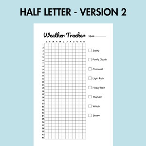 Weather Tracker Printable Daily Yearly Pixel Weather Monitoring Chart ...