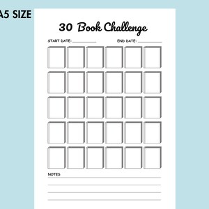 Reading Challenge Printable Book Tracker Reading Log, 30 Book Challenge ...
