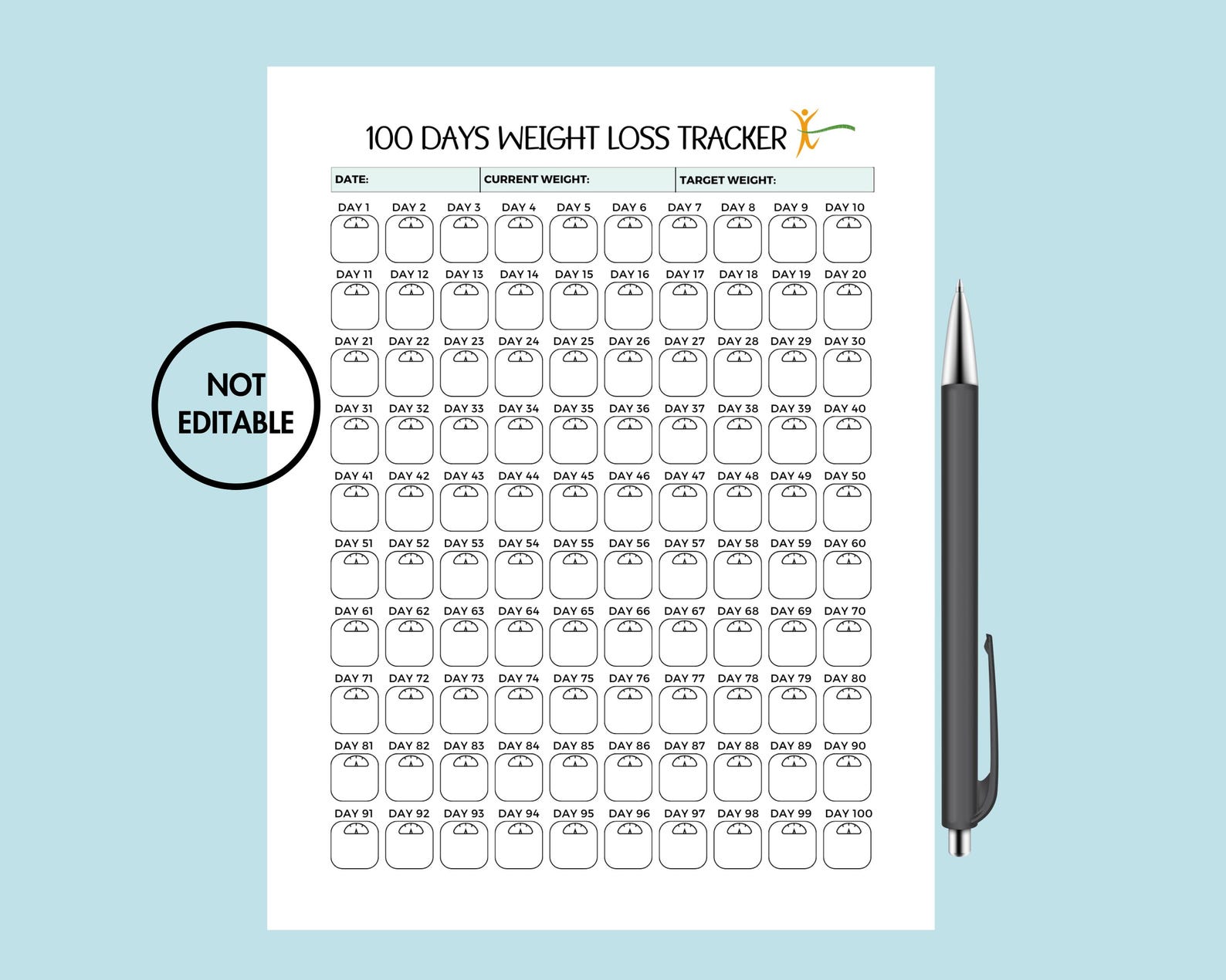 Weight Loss Tracker Printable Weight Loss Record Sheet PDF, Weight Loss ...