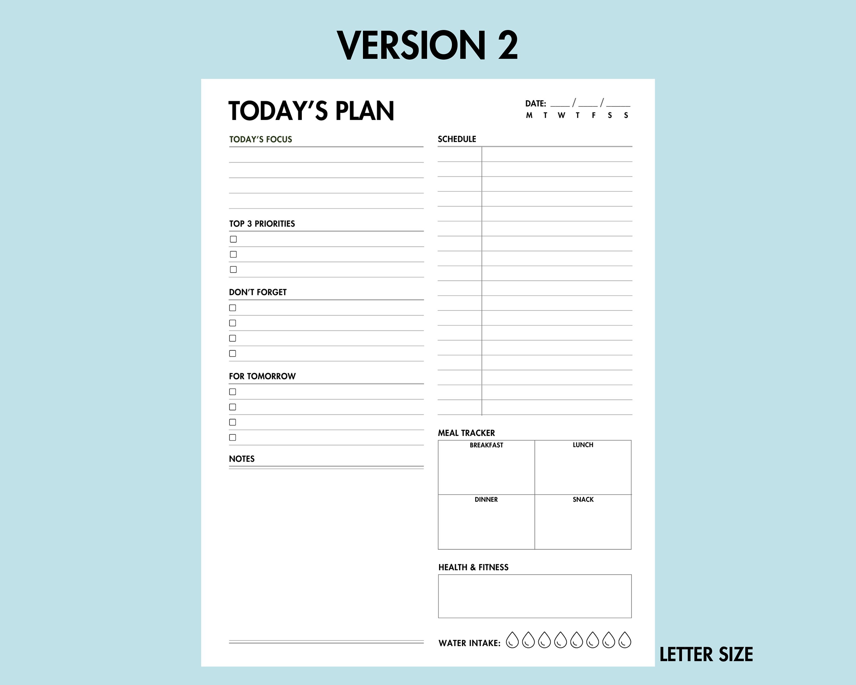 Daily Planner Printable Daily Schedule to Do List, Minimalist Planner ...