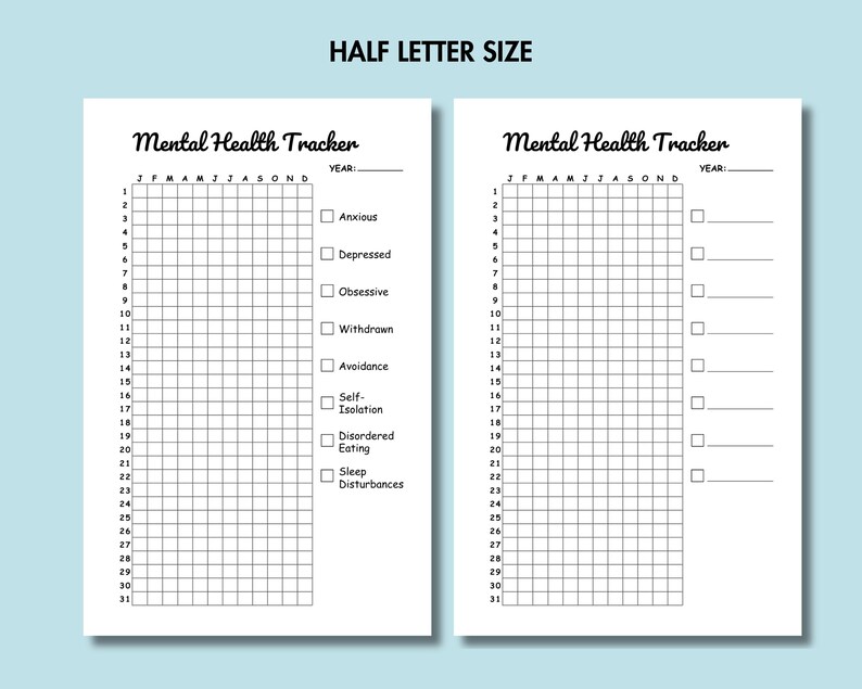 Mental Health Tracker Printable Self Care Planner Wellness Journal ...
