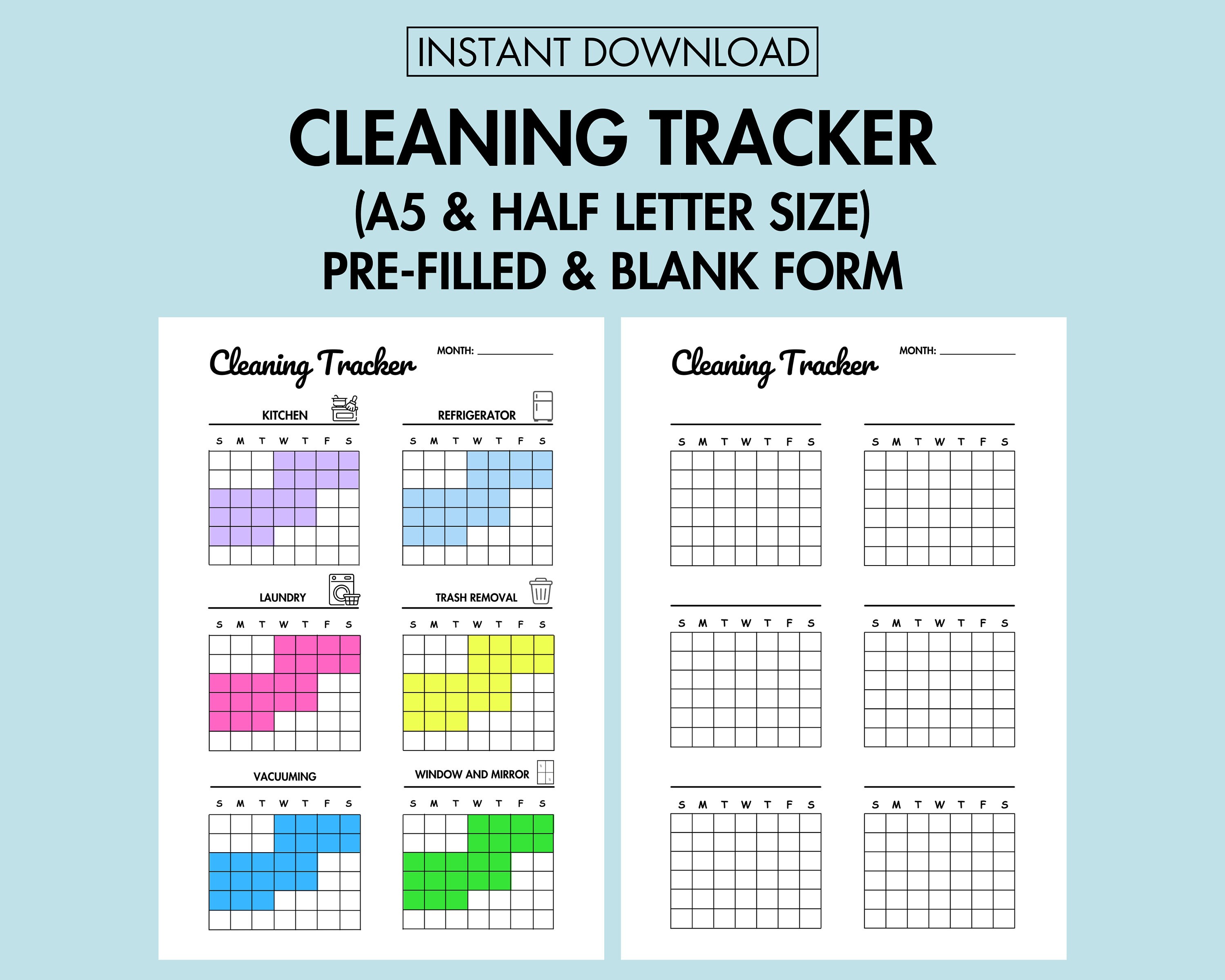 Cleaning Tracker Printable House Task Tracker PDF Daily House Chore ...