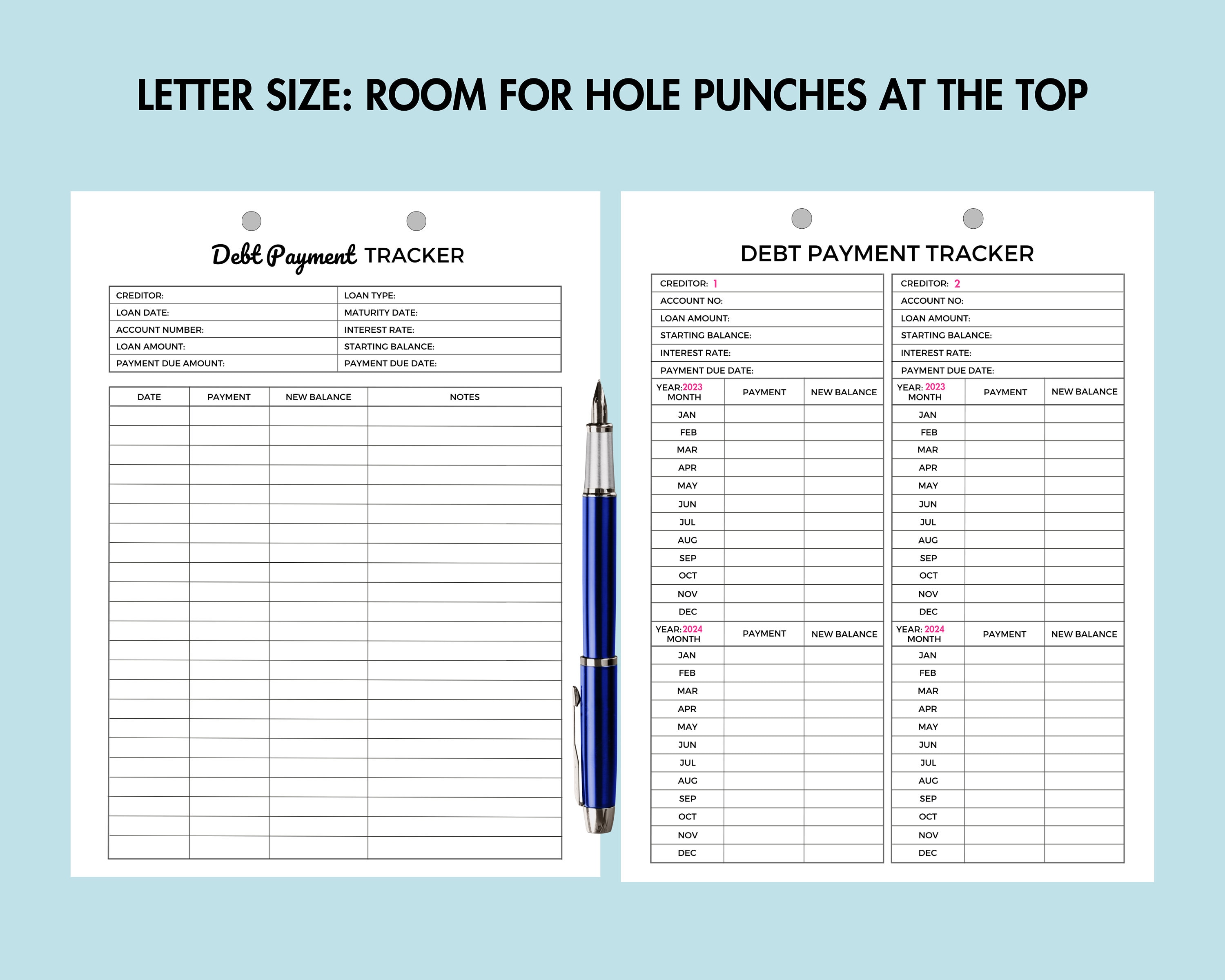 Debt Payment Tracker Printable Debt Payoff Planner Finance Tracker PDF ...