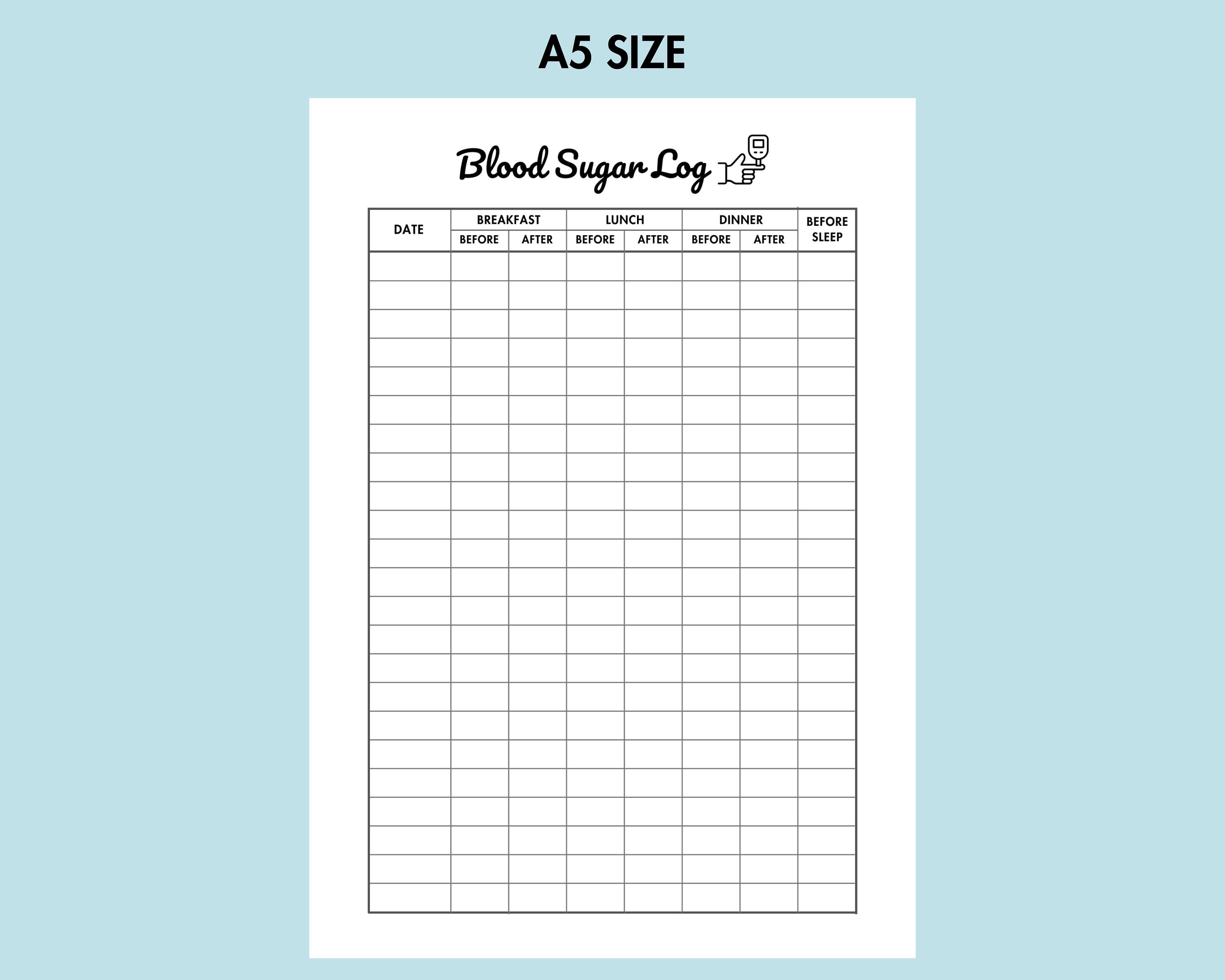 Blood Sugar Log Printable Diabetes Log Sheet PDF Daily Glucose Level ...