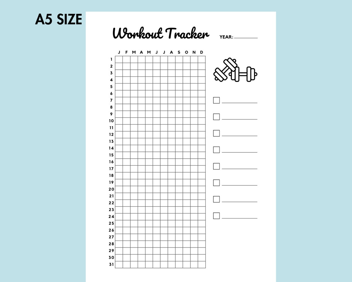 Workout Tracker Printable, Workout Log, Workout Journal, Wellness ...