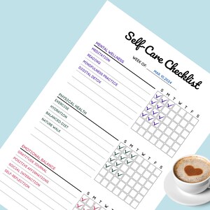 Self Care Checklist Printable Personal Wellness Planner PDF, Weekly ...