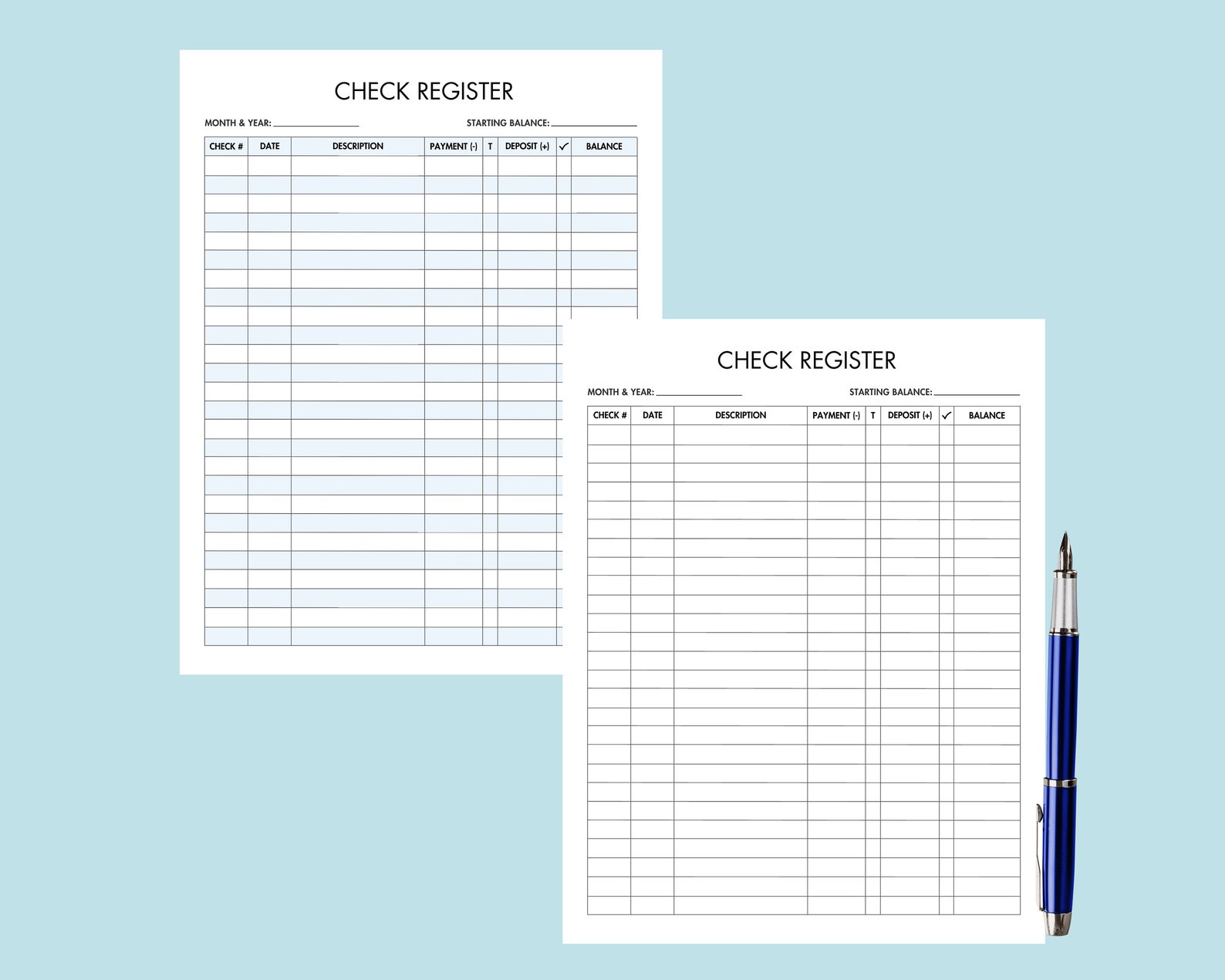 Check Register Printable for Personal Checking Account and Small ...