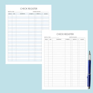 Check Register Printable for Personal Checking Account and Small ...