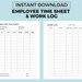 Employee Time Sheet Log Printable Time Sheet Tracker, Work Hours Log ...