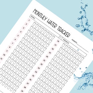 Water Tracker Printable Instant Download Monthly Water Intake Log Sheet ...