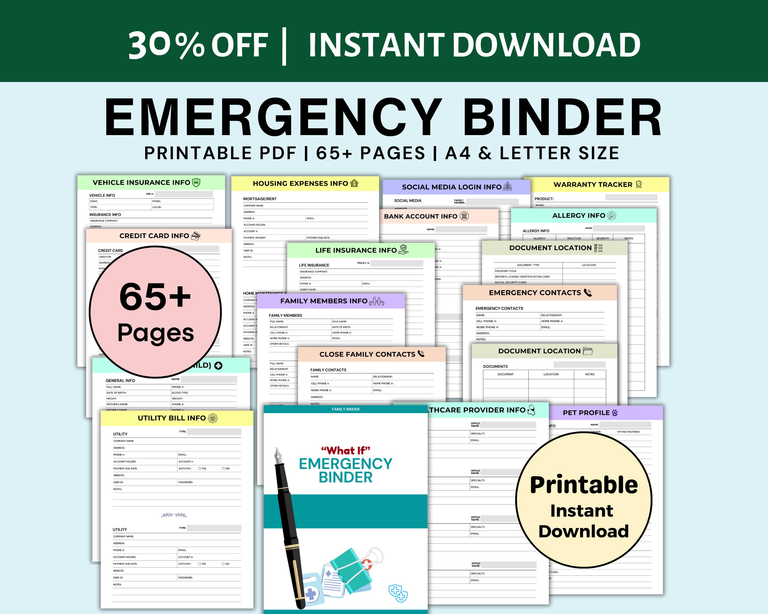Emergency Binder Printable in Case of Emergency Binder What If ...