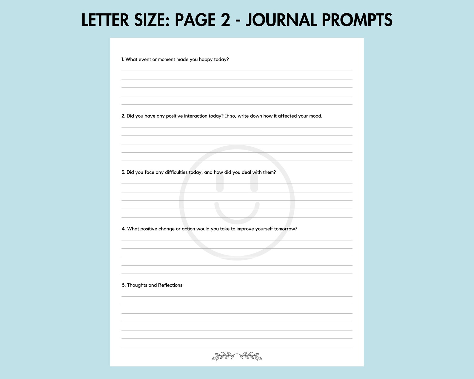 Daily Mood Tracker Journal Printable Self Care Planner Checklist PDF ...