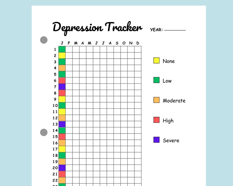 Depression Tracker Printable Depression Journal Anxiety Tracker, Mood ...