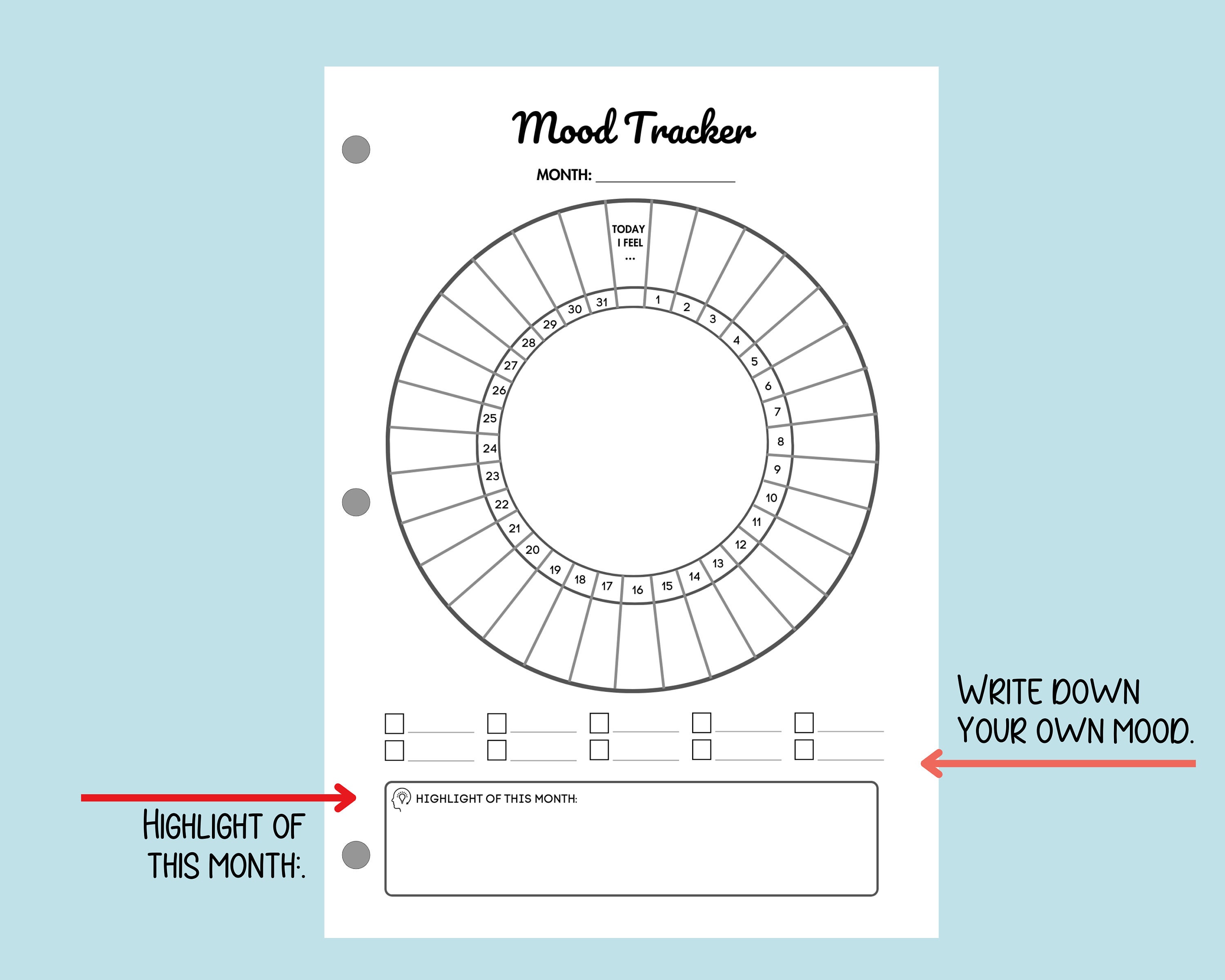 Mood Tracker Printable Daily Mood Journal PDF Emotion Tracker, Emotion ...