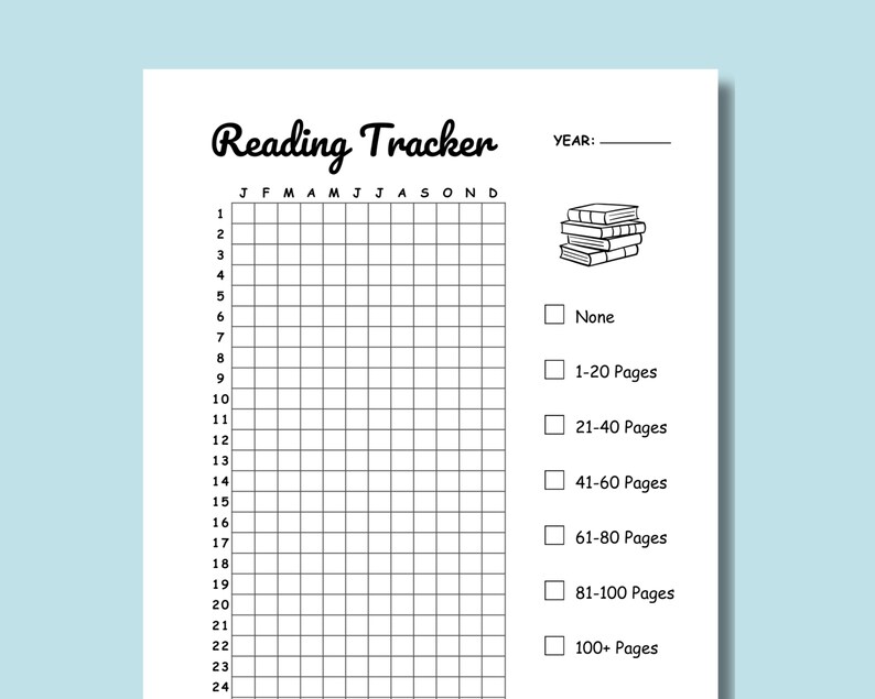 Reading Tracker Printable Journal Page Daily Yearly Reading Log ...