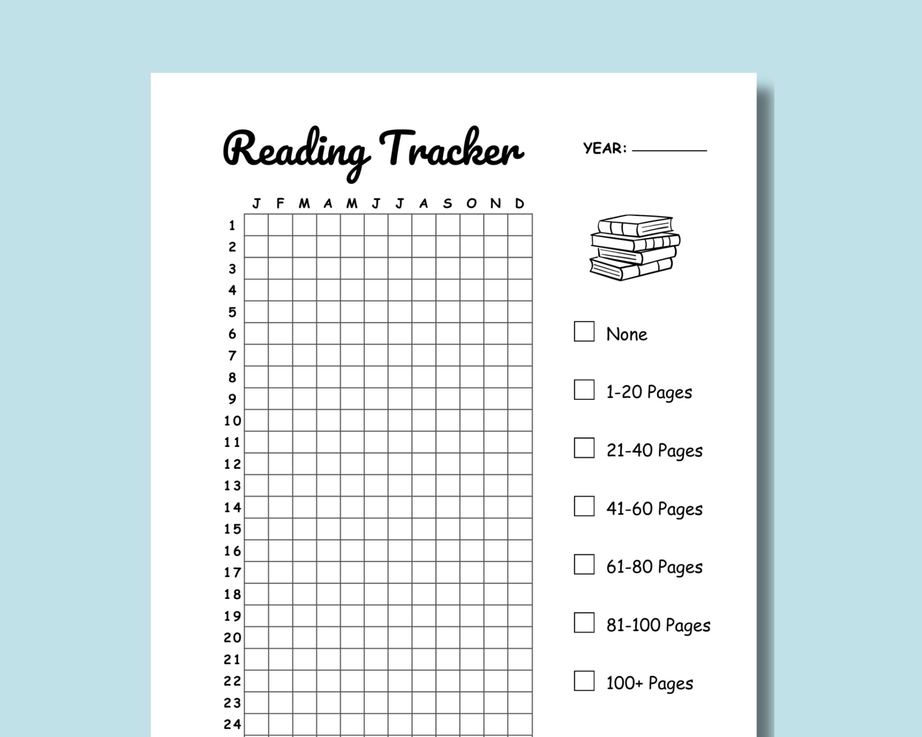 Reading Tracker Printable Journal Page Daily Yearly Reading Log ...