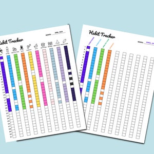 Habit Tracker Printable Daily Monthly Habit Challenge PDF Daily Routine ...