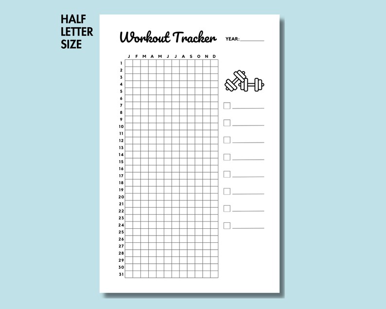 Workout Tracker Printable Workout Log PDF Exercise Journal, Fitness ...