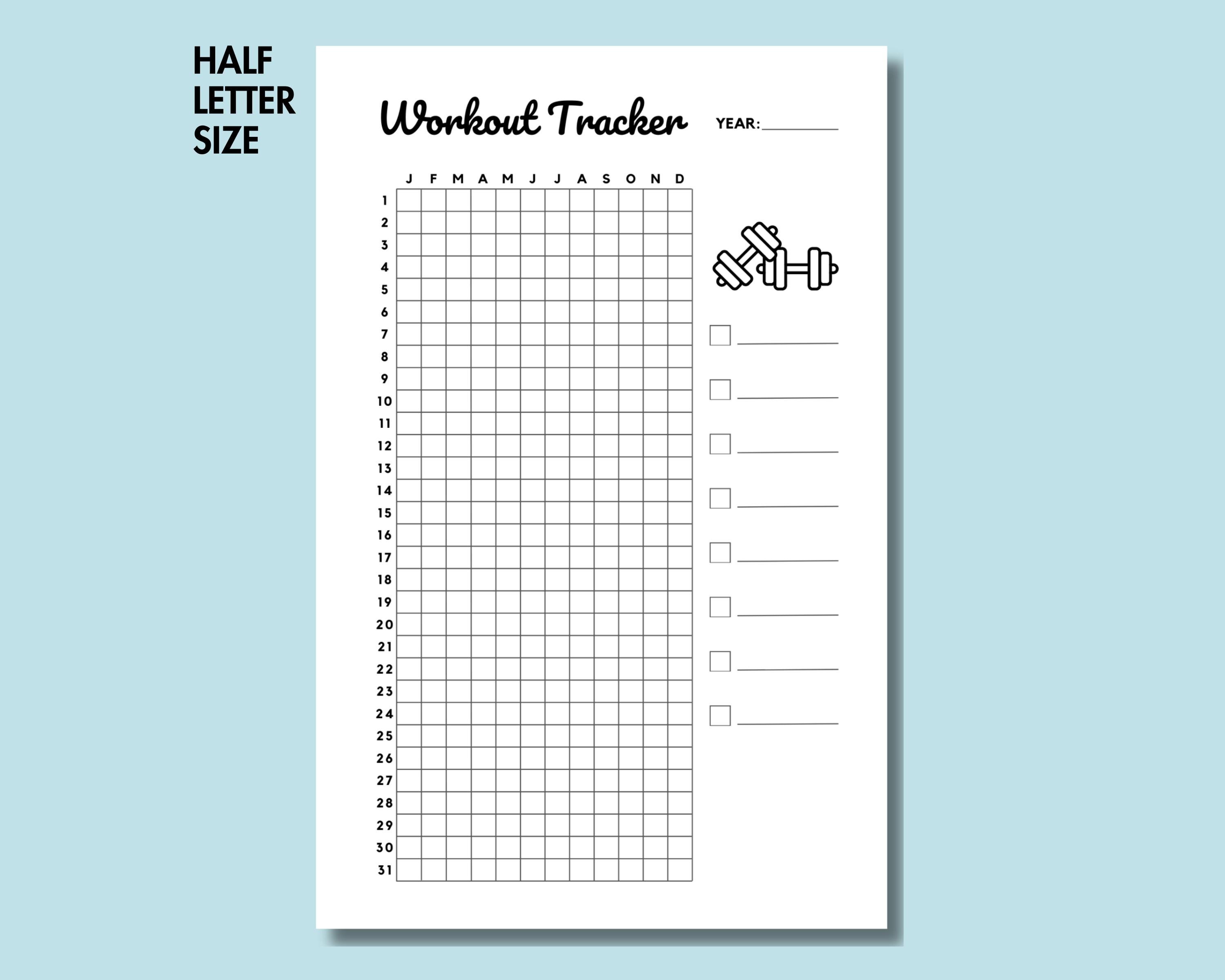 Workout Tracker Printable Workout Log PDF Exercise Journal, Fitness ...