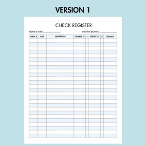Check Register Printable for Personal Checking Account and Small ...