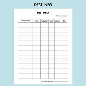 Debt Payment Tracker Printable Debt Info PDF Debt Tracker Debt Payoff ...