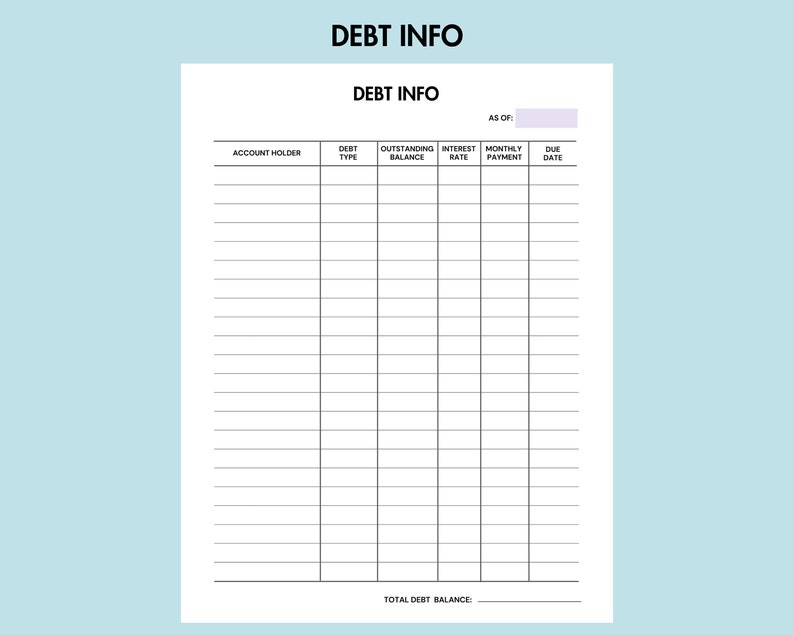 Debt Payment Tracker Printable Debt Info PDF Debt Tracker Debt Payoff ...