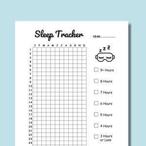 Sleep Tracker Printable Journal Page Daily Yearly Sleep Chart PDF Sleep ...