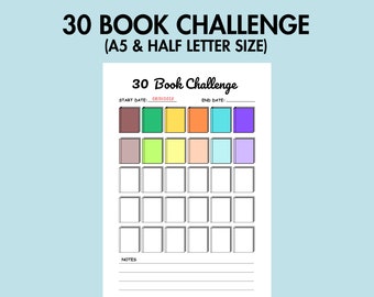30 Book Reading Challenge Printable Book Tracker, Book Reading Log ...