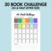 Reading Challenge Printable Book Tracker Reading Log, 30 Book Challenge ...