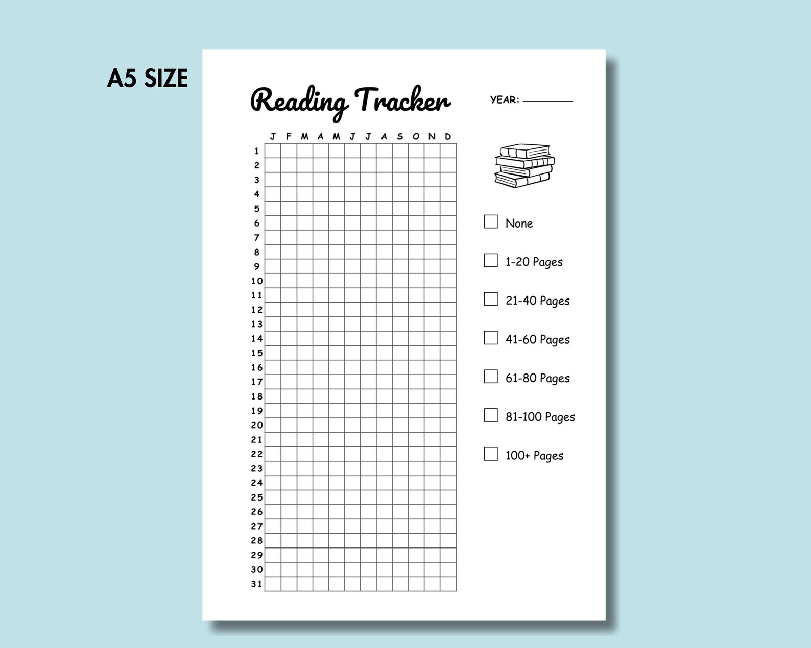 Reading Tracker Printable Journal Page Daily Yearly Reading Log ...