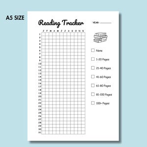 Reading Tracker Printable Journal Page Daily Yearly Reading Log ...