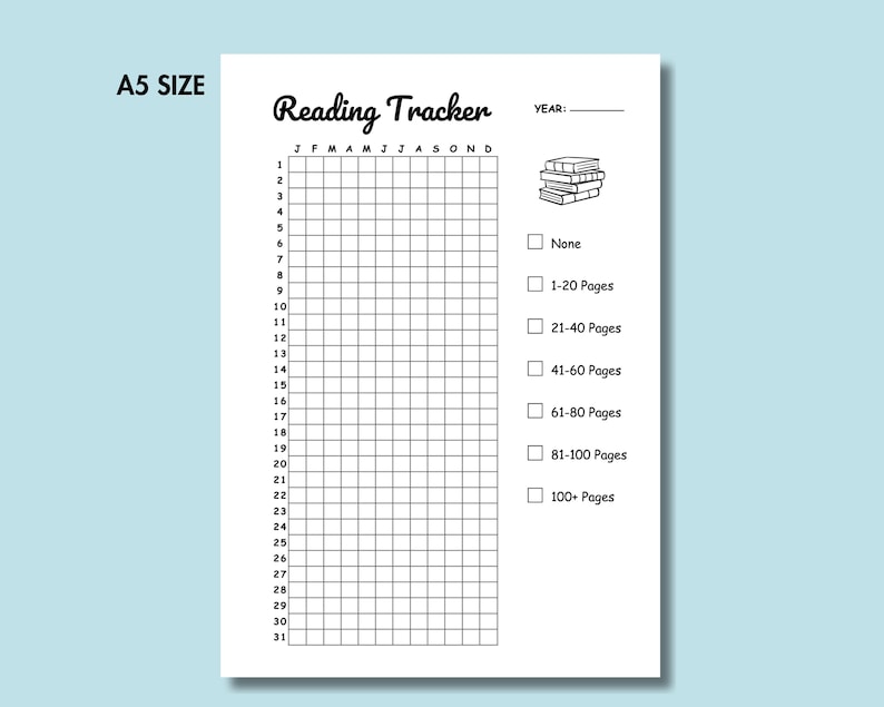 Reading Tracker Printable Journal Page Daily Yearly Reading Log ...