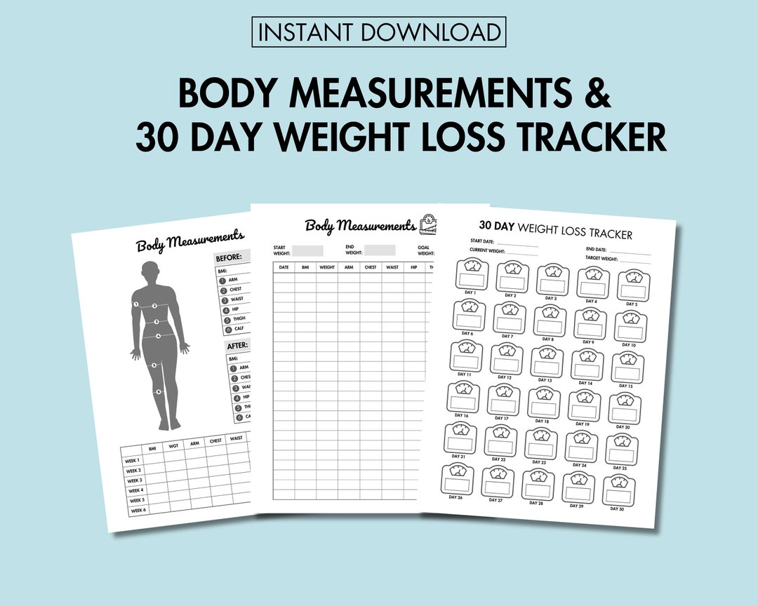 Body Measurement Tracker Printable Monthly Weight Loss Chart PDF Weight ...
