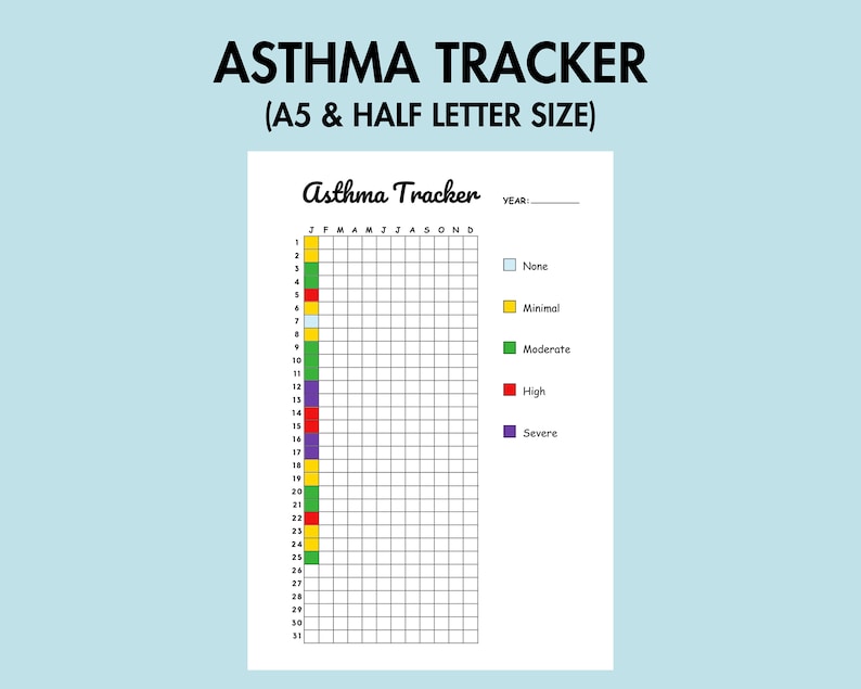 Asthma Tracker Printable Monthly Asthma Log & Inhaler Tracker ...