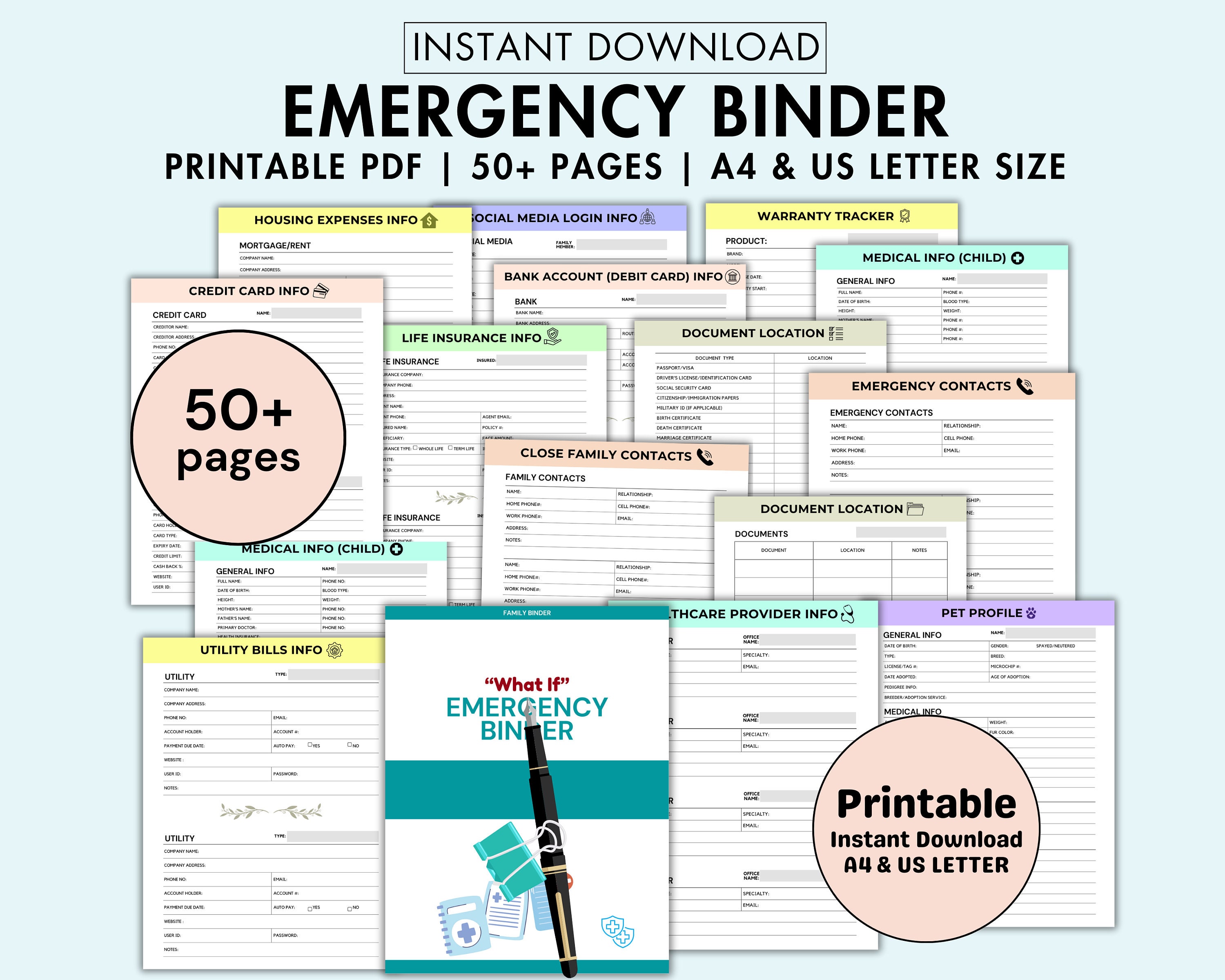 Emergency Binder Printable, in Case of Emergency Binder, What If ...