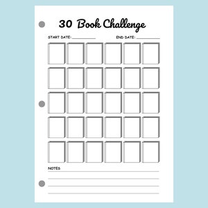 Reading Challenge Printable Book Tracker Reading Log, 30 Book Challenge ...