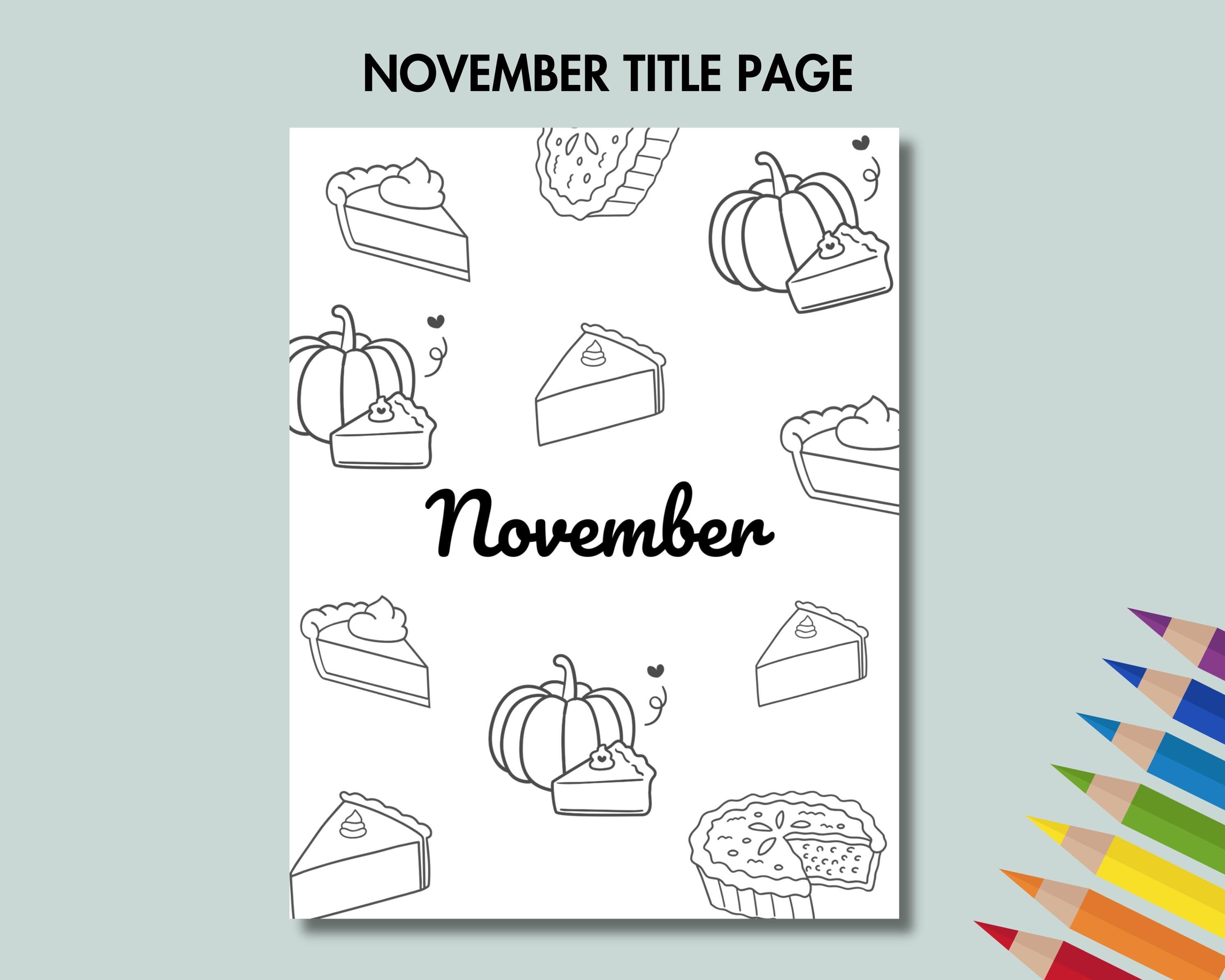 November Planner Title Page & November Monthly Planner Undated Set ...