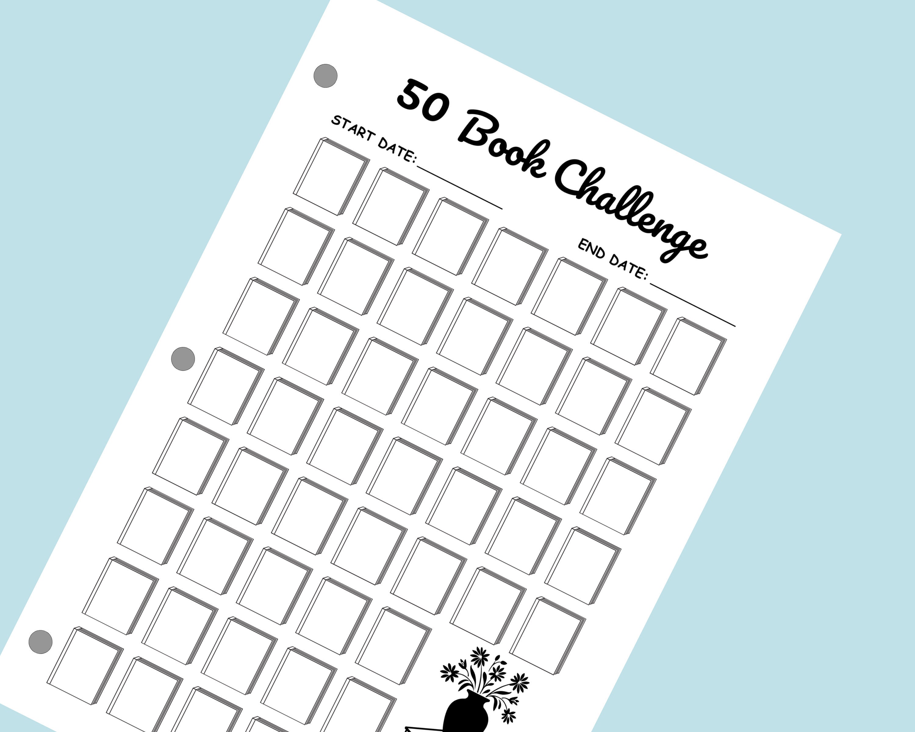 Book Reading Challenge Tracker Printable Reading Tracker PDF, 50 Book ...