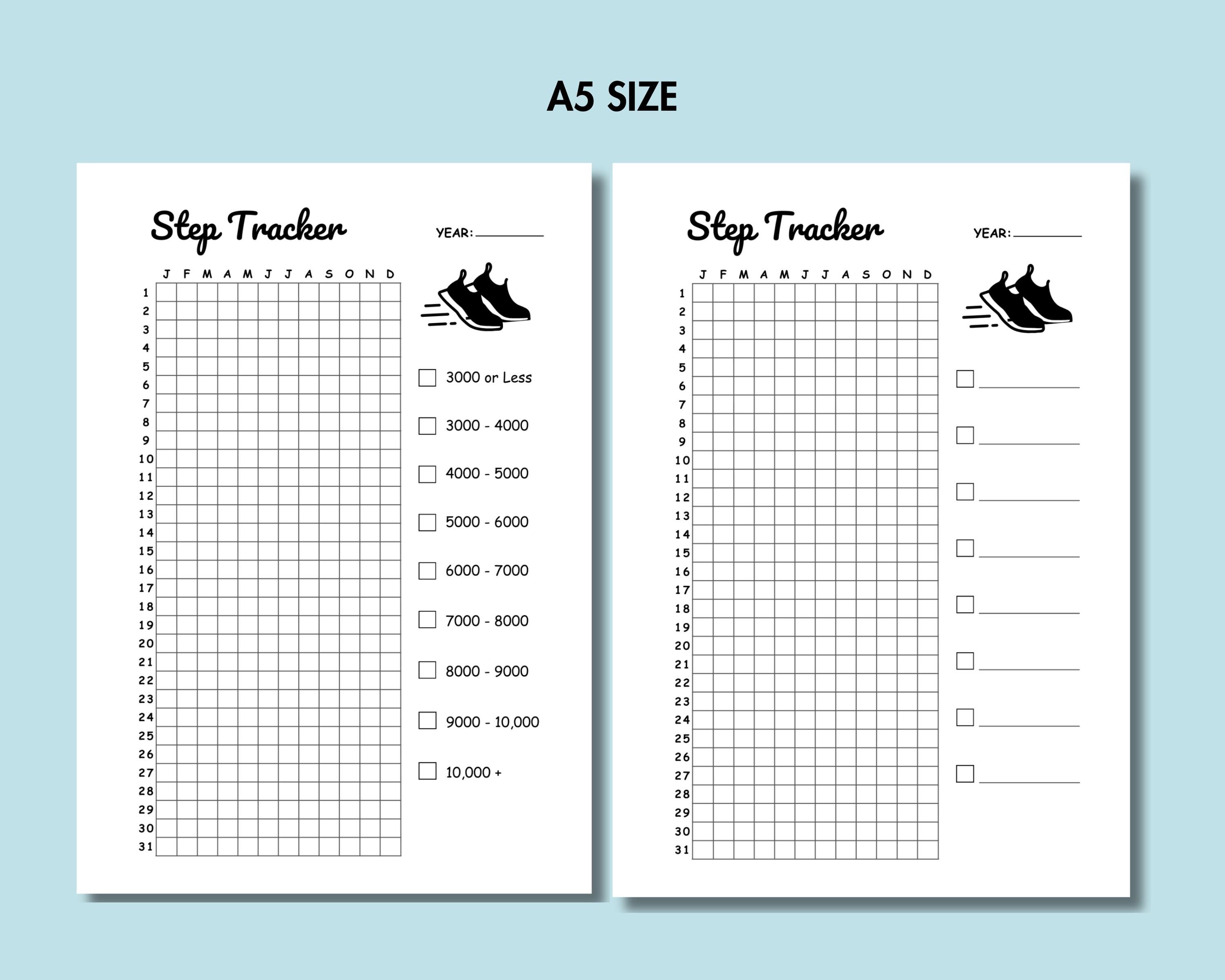 Step Tracker Printable Step Goal Planner Fitness Tracker PDF Exercise ...