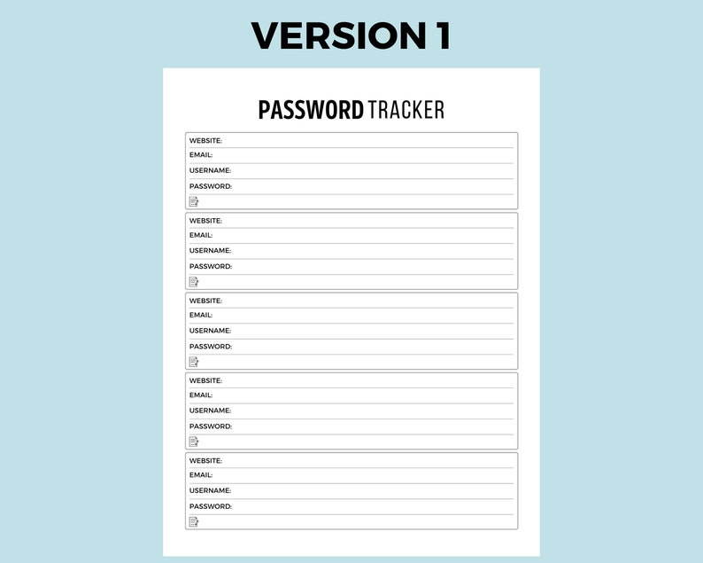 Password Tracker Printable Password Log, Password Organizer Digital ...