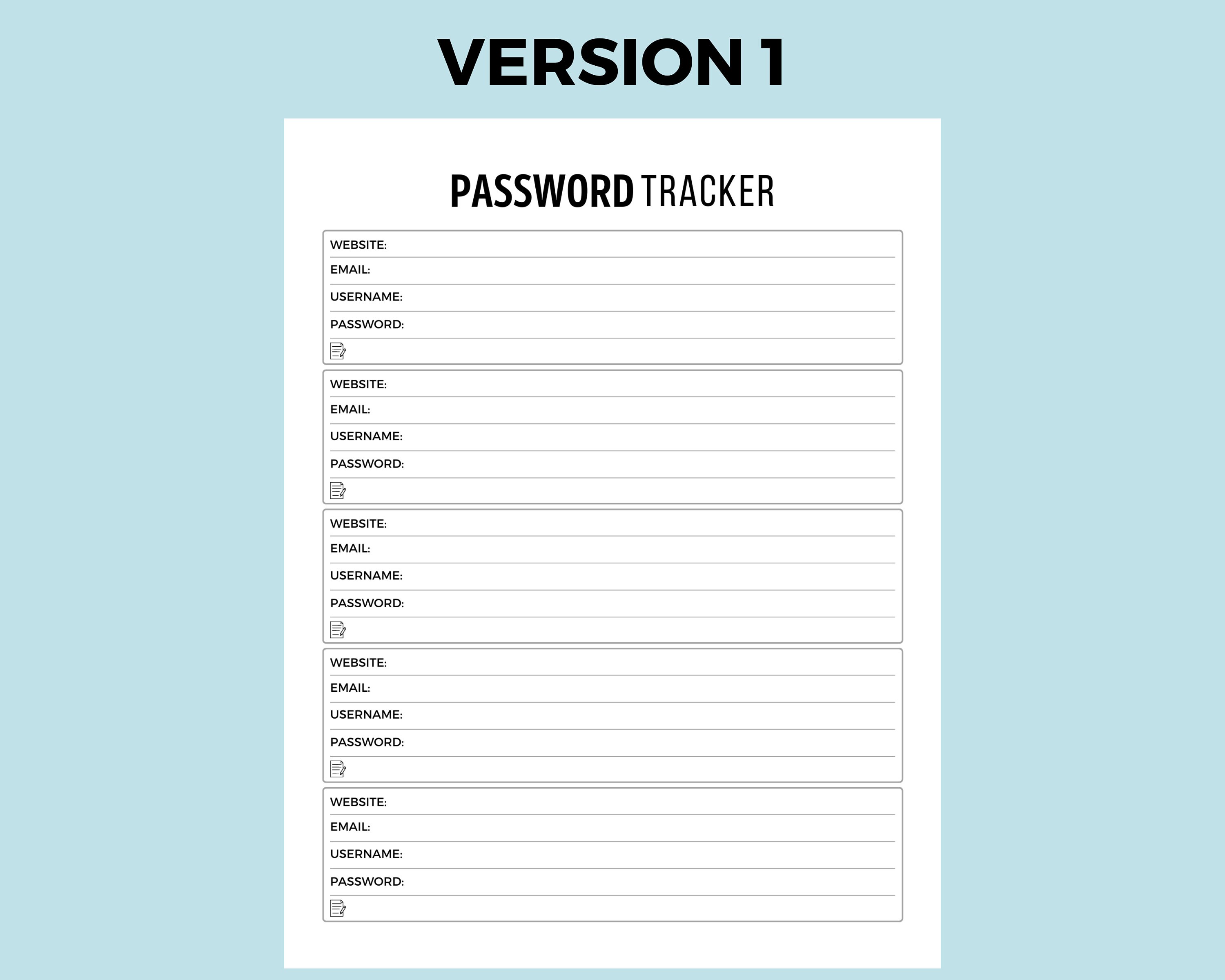 Password Tracker Printable Password Log, Password Organizer Digital ...