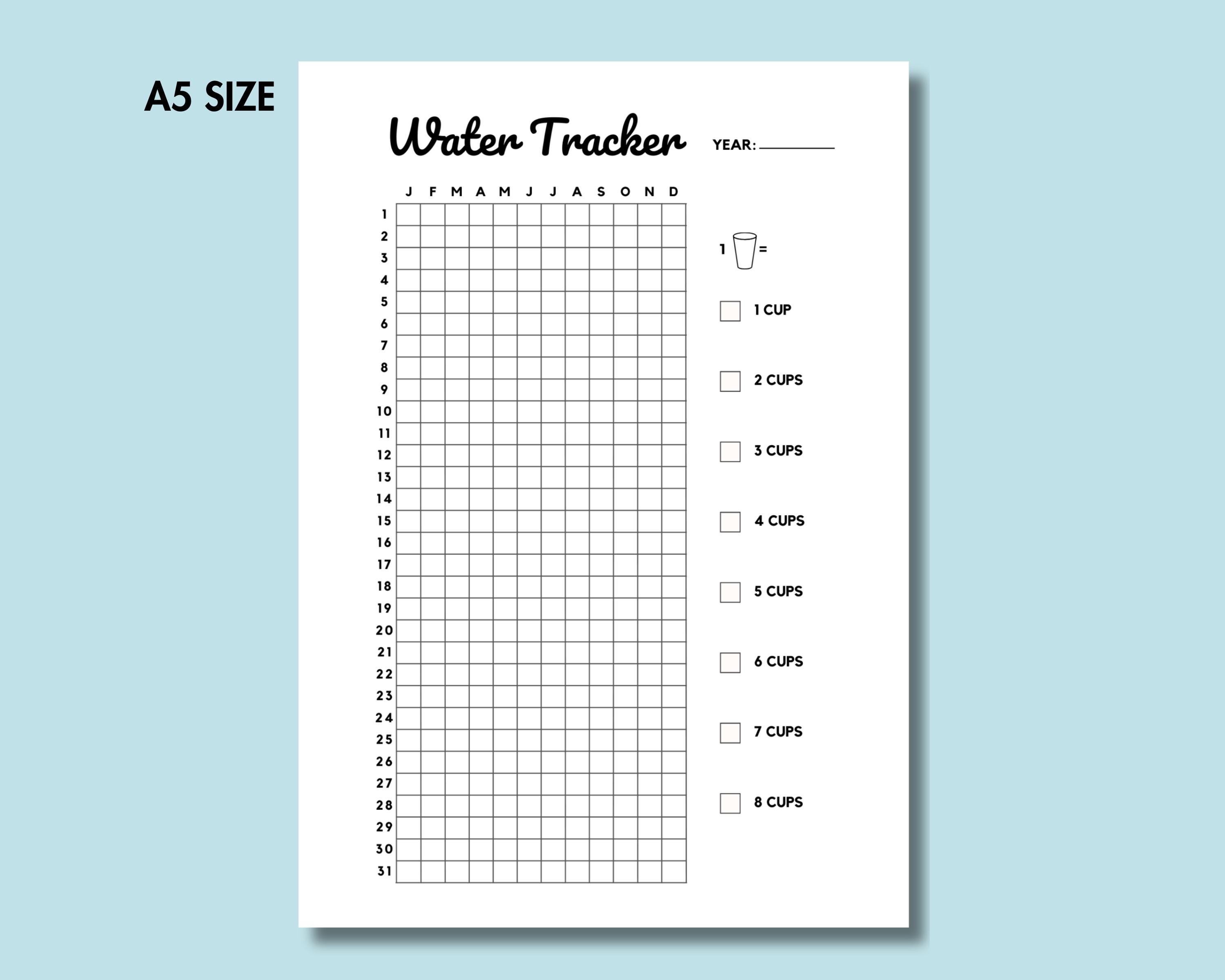Water Tracker Daily Monthly Printable Journal Page Daily Hydration ...
