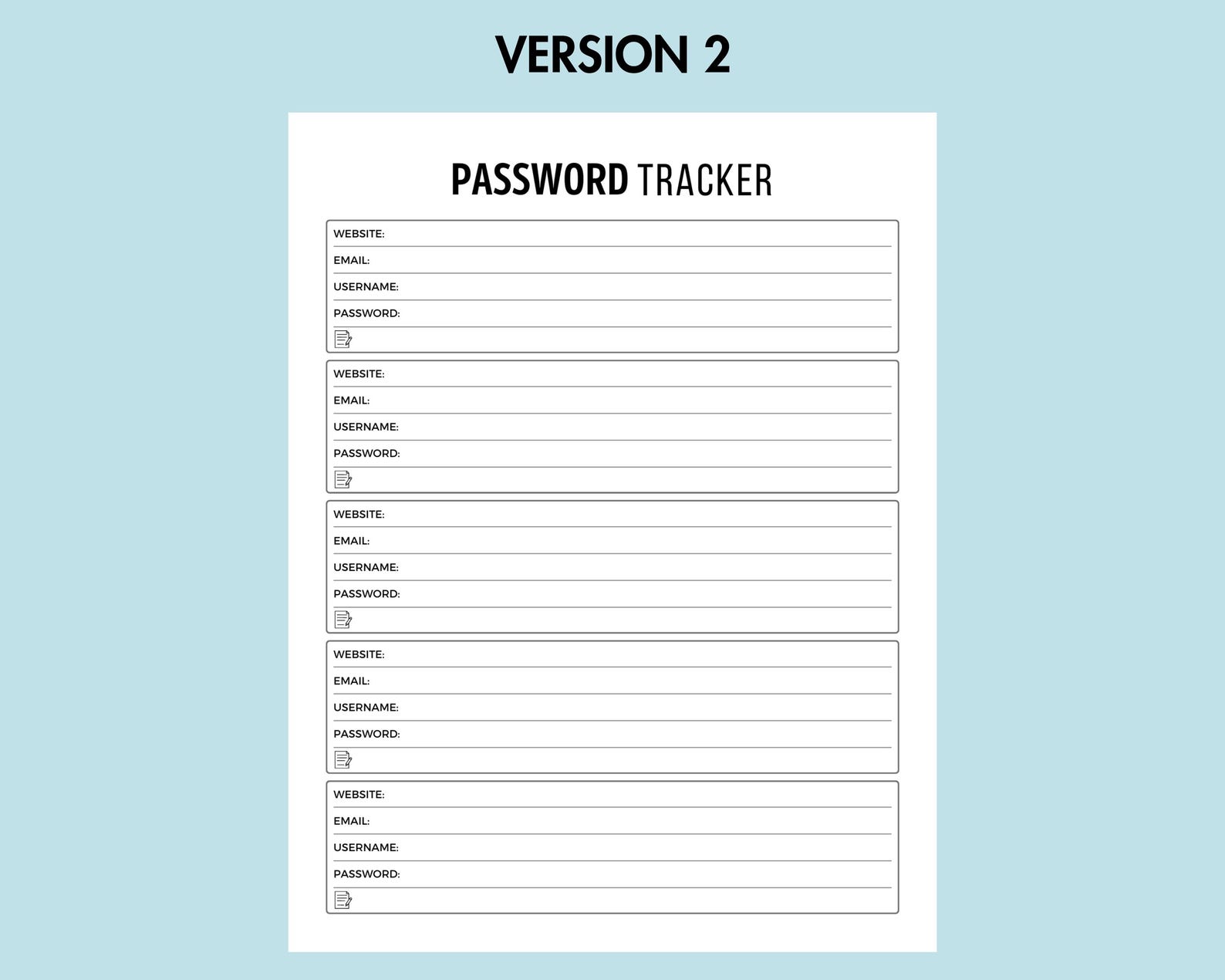 Password Tracker Printable Password Organizer PDF, Website Login ...