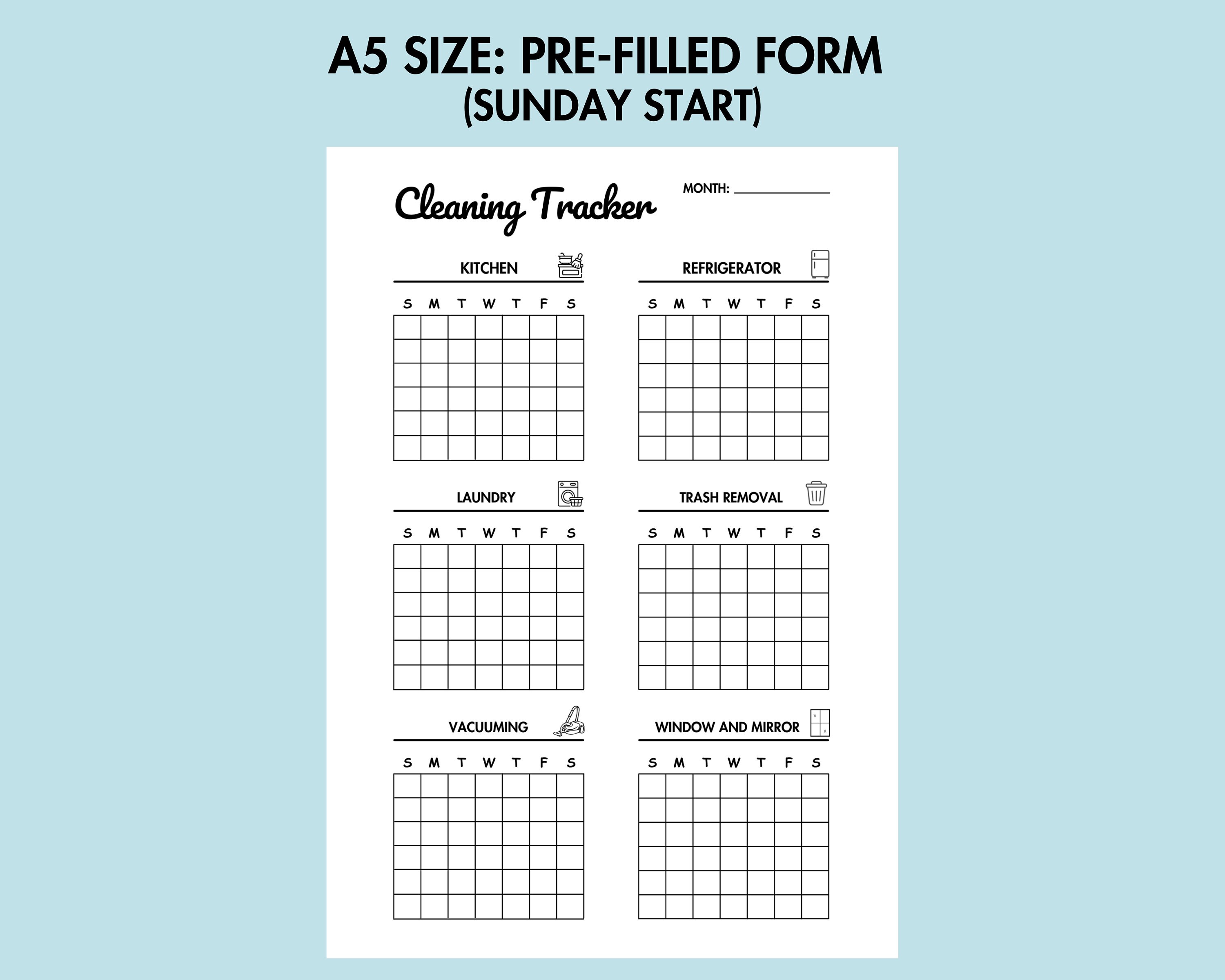 Cleaning Tracker Printable House Task Tracker PDF Daily House Chore ...